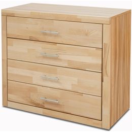 Schubkastenkommode OTTO HOME "Triest", beige (kernbuche), B:90cm H:80cm T:42cm, Sideboards, Schubkastenkommode, mit 4 Schubladen, Breite 90 cm