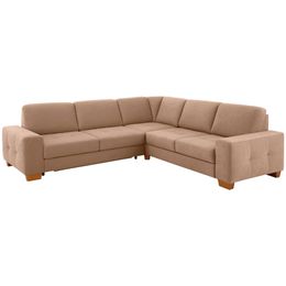 Ecksofa Home Affaire "Puccini L-Form", braun, B:276cm H:86cm T:271cm, Luxus-Microfaser Lederoptik (100% Polyester);Luxus-Microfaser (100% Polyester);Luxus-Microfaser ALTARA NUBUCK (100% Polyester), Sofas, Ecksofa, mit Federkern, Sitztiefenverstellung, Kontrastnaht