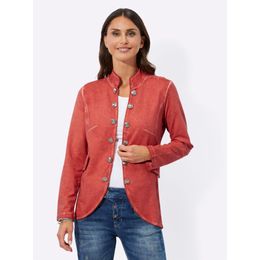 Shirtjacke Inspirationen "Sweatjacke", Damen, Gr. 52, pink (grapefruit), 100% Baumwolle, gemustert, unifarben, Shirts Shirtjacke