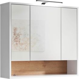Spiegelschrank BASIC BY BALCULINA "Liguria B/H/T 80x72x21 cm", wei&szlig;, evoke eichefarben, B:80cm H:72cm T:21cm, FSC-zertifizierter Holzwerkstoff, Schr&auml;nke, Spiegelschrank, Breite 80cm, Beleuchtung, FSC-Mix 70%