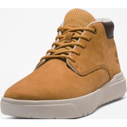 Schn&uuml;rboots Timberland "SENECA BAYMID LACE UP SNEAKER", Herren, Gr. 42, gelb (wheat), Leder, Schuhe Schn&uuml;rboots, Winterstiefel, Schn&uuml;rstiefel, Winterschuhe