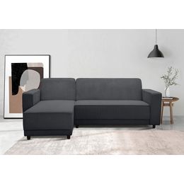 Ecksofa DOREL HOME "Allie Schlafsofa 230 cm mit Relaxfunktion in der R&uuml;ckenlehne", grau (anthrazit), B:230cm H:82cm T:154cm, 100% Polyester, Sofas, Ecksofa, Schlaffunktion (108/194,5cm), trendiger Cord o. pflegeleichter Velours
