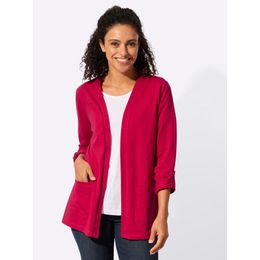 Shirtjacke Inspirationen "Shirtjacke", Damen, Gr. 54, erdbeere, 100% Baumwolle, unifarben, V-Ausschnitt, Shirts Shirtjacke