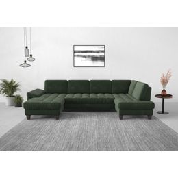Sit & More Wohnlandschaft SIT & MORE "Westham U-Form", gr&uuml;n (jungle), B:338cm H:88cm T:172cm, 90% Polyester 10%Polyamid, Sofas, Wohnlandschaft, wahlweise mit Bettfunktion, Bettkasten, Sitztiefenverstellung
