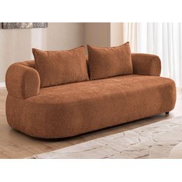 3-Sitzer Home Affaire "LUSSAC 3-Sitzer Design-Sofa mit Zierkissen, Ma&szlig;e B/T/H: 202/123/78 cm", terra, B:202cm H:78cm T:122,5cm, 100% Polyester, Sofas, 3-Sitzer, hoher Sitzkomfort und modernes Design, Sofa ohne Bettfunktion