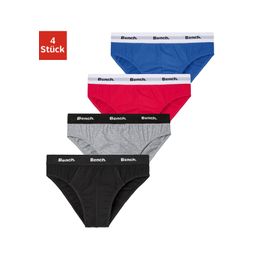 Slip Bench., Herren, Gr. XXL, 4 Stk., bunt (blau, grau, meliert, rot, schwarz), Jersey, Obermaterial: 95% Baumwolle, 5% Elasthan, unifarben, k&ouml;rpernah, Unterhosen Slip, mit kontrastfarbigem Webb&uuml;ndchen
