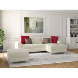 Sit & More Ecksofa SIT & MORE "Dundee L-Form", beige (creme), B:264cm H:86cm T:175cm, Sofas, Ecksofa, mit Federkern und Edelstahlf&uuml;&szlig;en, wahlweise mit Kopfteilverstellung