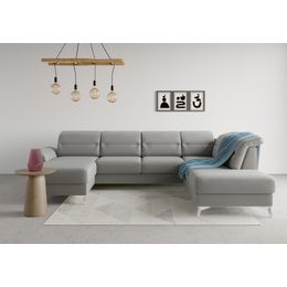 Sit & More Wohnlandschaft SIT & MORE "Sinatra U-Form", grau, B:326cm H:85cm T:220cm, 100% Polyester, Sofas, Wohnlandschaft, optional mit Kopfteilverstellung und Armteilfunktion etc.