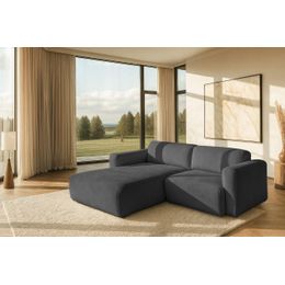 Ecksofa Home Affaire "Myrland Kompaktsofa", grau (gray), B:230cm H:72cm T:164cm, 100% PES, Sofas, Ecksofa, Breite 230 cm, L-Form, Chenille, Easy Clean Stoff, mit Kaltschaum