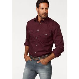 Langarmhemd Arizona, Herren, Gr. 51/52 (5XL), N-Gr, rot (bordeaux), Obermaterial: 100% Baumwolle, unifarben, regular fit, mit Kn&ouml;pfen, Hemden Langarmhemd, im Western-Stil, Topseller