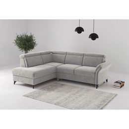 Sit & More Ecksofa SIT & MORE "Glendale, L-Form", hellgrau, B:247cm H:84cm T:193cm, 100% Polyester, Sofas, Ecksofa, inkl. Kopfteilverstellung, wahlweise mit Vorziehsitz und Bettkasten