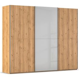 Schwebet&uuml;renschrank Rauch "Kleiderschrank Schrank Garderobe Schlafzimmerschrank SCALE-WOOD", grau (asteiche massiv, glas seidengrau), B:271cm H:223cm T:68cm, Holz teilmassiv, Schr&auml;nke, Schwebet&uuml;renschrank, edle geteilte Front in massiver Asteiche mit Glast&uuml;ren MADE IN GERMANY