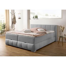 Boxbett Home Affaire "Chelles", grau, B:207cm L:225cm, Komplettbetten, Boxbett, inkl. Topper und Bettkasten