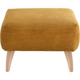 Polsterhocker Home Affaire "Colori", gold, B:66cm H:44cm T:66cm, 100% Polyester, Hocker, Polsterhocker, Holzfu&szlig;farbe w&auml;hlbar, verschiedene Stoffe, hochwertige Stoffqualit&auml;t