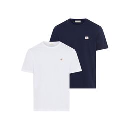 T-Shirt Calvin Klein Jeans "SS BADGE TEE 2 PACK", Herren, Gr. XL, maritime navy, hellwei&szlig;, Single Jersey, Obermaterial: 100% Baumwolle, unifarben, klassisch normal, Rundhals, eingesetzt abgesteppte Kante, Shirts T-Shirt, Mit Rundhalsausschnitt