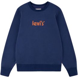 Sweatshirt LEVI'S KIDS, Jungen, Gr. 6M68, blau (naval academy), Sweatware, Obermaterial: 60% Baumwolle, 40% Polyester. Obermaterial 2: 80% Baumwolle, 19% Polyester, 1% Elasthan, unifarben, bequem h&uuml;ftbedeckend, Rundhals, B&uuml;ndchen, Sweatshirts Sweatshirt, mit gro&szlig;er Logo-Stickerei