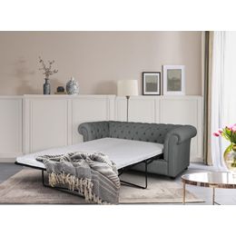 3-Sitzer Home Affaire "CHARENTE, optionale Schlafsofa, Chesterfield-Sofa, Bettfunktion", grau (anthrazit), B:198cm H:74cm T:89cm, 100% Polyester, Sofas, 3-Sitzer, mit edler Knopfheftung und typischen Armlehnen, B/T/H 198/89/74 cm