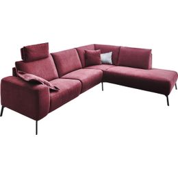 Ecksofa Home Affaire "Bellini L-Form", rot (dunkelrot), B:263cm H:85cm T:90cm, Luxus-Microfaser weich (98% Polyester, 2% Nylon);Easy Care (100% Polyester), Sofas, Ecksofa, incl. motorischer Relaxfunktio, wahlweise Easy Care-Bezug
