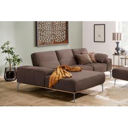 Ecksofa W.Schillig "run, Designsofa mit tollem Sitzkomfort, bequem, L-Form", braun (chocolate w82), B:279cm H:88cm T:178cm, Longlife Xtra-Leder Z73: Naturwalkleder der Luxusklasse aus den erlesensten Rohh&auml;uten. Hautst&auml;rke 1, 1 &ndash; 1, 3 mm;ROHLEDER Jacquard-Flachgewebe Q2 W60 (63% Polyester, 37% Polyacryl);ROHLEDER Chenille-Flachgewebe Q2 W77 (68% Polyacryl, 32% Polyester);Stoff S37 (100% Polyester),
