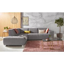 Ecksofa Home Affaire "Sapporo L-Form", grau, B:272cm H:78cm T:222cm, Struktur fein (100% Polyester);Luxus-Microfaser weich (90% Polyester, 10% Polyacryl);Struktur impr&auml;gniert (100% Polyester), Sofas, Ecksofa, wahlweise Bettfunktion oder Sitztiefenverstellung, Federkern