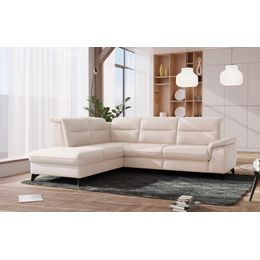 Sit & More Ecksofa SIT & MORE "Astoria L-Form", beige (creme), B:256cm H:91cm T:225cm, 100% Polyester, Sofas, Ecksofa, wahlweise mit motorischer Relaxfunktion