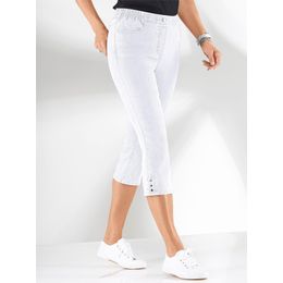 Caprijeans Classic Basics, Damen, Gr. 38, Normalgr&ouml;&szlig;en, wei&szlig;, 96% Baumwolle, 4% Elasthan, unifarben, 3/4-L&auml;nge, Jeans Caprijeans
