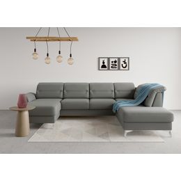 Sit & More Wohnlandschaft SIT & MORE "Sinatra U-Form", grau (steel), B:326cm H:85cm T:220cm, 100% Polyester, Sofas, Wohnlandschaft, optional mit Kopfteilverstellung und Armteilfunktion etc.