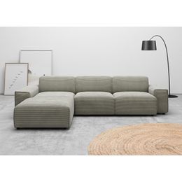 Ecksofa Home Affaire "Glimminge auch in Breitcord, Feincord, Boucl&eacute; + Easy care-Bezug", grau (stone), B:294cm H:71cm, 12% Polyaxryl, 88% Polyester, Sofas, Ecksofa, L-Form, Breite 294, Zierkissen