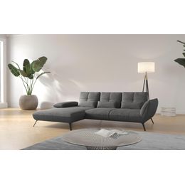 Ecksofa OTTO HOME "Mikado L-Form", grau, B:276cm H:88cm T:183cm, 100% Polyester, Sofas, Ecksofa, inkl. Sitztiefenverstellung und Armteilverstellung