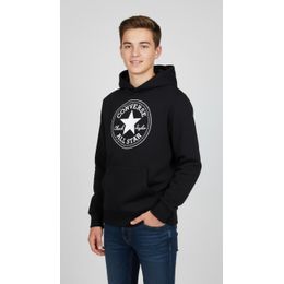 Kapuzensweatshirt Converse "f&uuml;r Kinder", Jungen, Gr. 164/170 (176), schwarz, Sweatware, Obermaterial: 60% Baumwolle, 40% Polyester, bedruckt, unifarben, eingesetzt B&uuml;ndchen krempelbar, Sweatshirts Kapuzensweatshirt, f&uuml;r Kinder