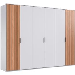 Dreht&uuml;renschrank wimex "Tunis", wei&szlig; (wei&szlig;, au&szlig;ent&uuml;ren akustiklamellen nachbildung artisan eiche nachbildung), B:270cm H:210cm T:58cm, Holzwerkstoff, Schr&auml;nke, Dreht&uuml;renschrank, inklusive Kranzleiste, T&uuml;ren in Lamellen Optik