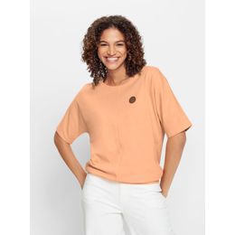 Kurzarmshirt Casual Looks "Kurzarm-Shirt", Damen, Gr. 36, rot (apricot), 95% Baumwolle, 5% Elasthan, unifarben, Rundhals, Shirts Kurzarmshirt
