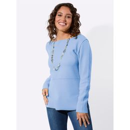 Fleeceshirt "Fleece-Shirt", Damen, Gr. 54, eisblau, 100% Polyester, unifarben, U-Boot-Ausschnitt, Shirts Fleeceshirt