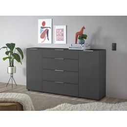 HBZ-MEBLE Kommode HBZ "Santorin, BxHxT 180x99x40 cm", grau (anthrazit), B:180cm H:99cm T:40cm, Holzwerkstoff, Sideboards, Kommode, Breite 180cm, Softclose f&uuml;r T&uuml;ren und Schubk&auml;sten, Melaminbeschichtung
