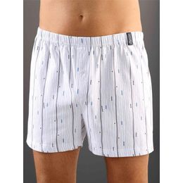 Boxershorts, Herren, Gr. 7, 2 Stk., wei&szlig; (2x wei&szlig;, bedruckt), 100% Baumwolle, Unterhosen Boxershorts
