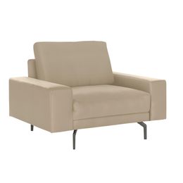Sessel "CR.450, Designsessel, Loungesessel", beige (beige 534, 20), B:120cm H:85cm T:95cm, NaturLEDER OSKAR (echtes Rindsleder);Flachgewebe VICTORIA (41% Polyacryl 38% Polyester 21% Baumwolle), CREATION BY ROLF BENZ, Sessel, Sessel, Armlehne breit niedrig, Alugussf&uuml;&szlig;e in umbragrau, Breite 120 cm