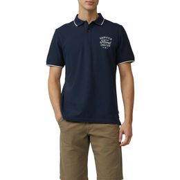 Poloshirt s.Oliver, Herren, Gr. L, blau, Jersey, Obermaterial: 100% Baumwolle, bedruckt, regular fit taillenbedeckt, gerader Abschluss, Shirts Poloshirt, mit Front Print