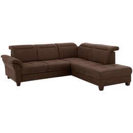 Ecksofa Home Affaire "Solvei L-Form", braun (dunkelbraun), B:260cm H:104cm T:235cm, Luxus-Microfaser Lederoptik (100% Polyester);Struktur (100% Polyester);Luxus-Microfaser ALTARA NUBUCK (100% Polyester), Sofas, Ecksofa, wahlweise auch mit Kopfteilverstellung und Bettfunktion, Federkern