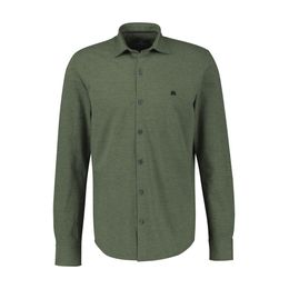 Langarmhemd Lerros, Herren, Gr. L, N-Gr, nordic olive, Web, Obermaterial: 100% Baumwolle, unifarben, regular fit normal, Manschette, Hemden Langarmhemd, mit Logo Stickerei