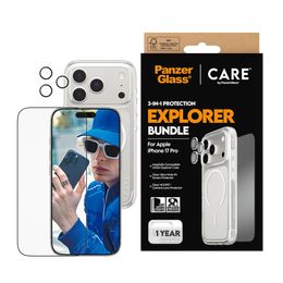 CARE BY PANZERGLASS Handyh&uuml;lle "3-in-1 Flagship Explorer Bundle Apple iPhone 17 Pro", transparent, Apple iPhone 17 Pro, H&uuml;llen, Backcover, Schutzh&uuml;lle, Handyschutzh&uuml;lle, Case, Schutzcase, sto&szlig;fest, Handyh&uuml;lle