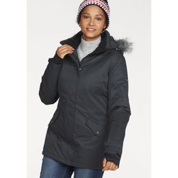 Skijacke Polarino, Damen, Gr. 52, schwarz, Web, Obermaterial: 100% Polyester. Besatz: 100% Polyester. Futter: 100% Polyester. Wattierung: 100% Polyester, unifarben, h&uuml;ftlang, angesetztes B&uuml;ndchen mit Daumenl&ouml;chern,mit Windstopper,mit verstellbarem Klettverschluss, Jacken Skijacke, wasserdicht, winddicht, atmungsaktiv, schnell trocknend