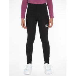 Leggings Calvin Klein Jeans "CK LOGO LEGGING", M&auml;dchen, Gr. 4 (104), N-Gr, schwarz (ck schwarz), Jersey, Obermaterial: 94% Baumwolle, 6% Elasthan, unifarben, eng normal, Hosen Leggings, f&uuml;r Kinder bis 16 Jahre