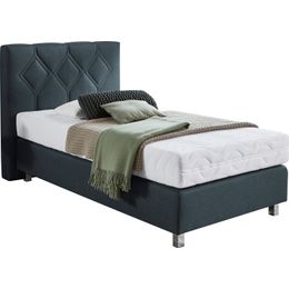 Boxspringbett "Ph&ouml;nix", grau (charcoal), B:105cm L:210cm, Bezug Bett: Microvelours (100% Polyester) oder Feinstruktur (100% Polyester);Bezug Bonnell-Federkernmatratze: 100% Polyester;Bezug Kaltschaummatratze: 100% Polyester;Bezug Tonnentaschenfederkernmatratze: 80% Baumwolle, 20%Polyester, Westfalia Schlafkomfort, Komplettbetten, Boxspringbett