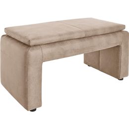 Polsterhocker exxpo - SOFA FASHION, beige, B:100cm H:51cm T:52cm, Strukturstoff (88%Polyester, 12% Nylon);Luxus-Microfaser (Zusammensetzung: 10% Baumwolle, 90% Polyester), Hocker, Polsterhocker, Breite 100 cm