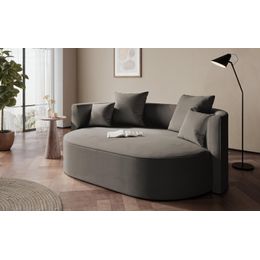 2,5-Sitzer "ISALIE, rundes Loungesofa, mit Kissen, perfekt gepolstert", grau (taupe), B:200cm H:98cm T:145cm, LeGer Home by Lena Gercke, Sofas, 2 5-Sitzer, moderne Stoffe, mit 4 Zierkissen, extra gro&szlig;e Sitzfl&auml;che