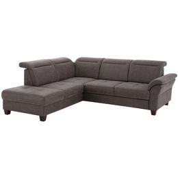 Ecksofa Home Affaire "Solvei L-Form", grau (anthrazit), B:260cm H:104cm T:235cm, Luxus-Microfaser Lederoptik (100% Polyester);Struktur (100% Polyester);Luxus-Microfaser ALTARA NUBUCK (100% Polyester), Sofas, Ecksofa, wahlweise auch mit Kopfteilverstellung und Bettfunktion, Federkern