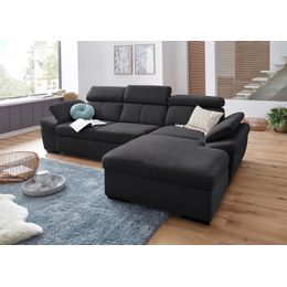Ecksofa exxpo - SOFA FASHION "Salerno, inkl. Arm-& Kopfteilverstellung, bequem, Breite 280cm, L-Form", grau (graphit), B:280cm H:77cm T:170cm, Sofas, Ecksofa, wahlweise mit Bettfunktion und Bettkasten, tolle Detailverarbeitung