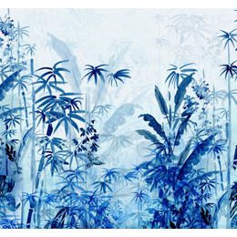 Vliestapete Komar "Digitaldruck Vlies - Blue Jungle - Gr&ouml;&szlig;e 300 x 280 cm", blau (blau, wei&szlig;), B:300m L:280m, Vlies, Tapeten, Vliestapete, Wohnzimmer, Schlafzimmer