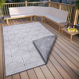Outdoorteppich Hanse Home "Pangli, Wendeteppich", silber, B:160cm H:5mm L:230cm, Polypropylen (PP), Teppiche, Outdoorteppich, In-& Outdoor, Teppich, Wetterfest, Balkon, Garten, Wohnzimmer, Modern