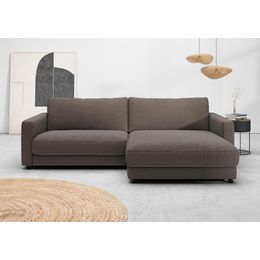 Ecksofa Home Affaire "Ecksofa Jiro, L-Form, gro&szlig;e Sitztiefe, Breite 265 cm", mocca, B:265cm H:85cm T:190cm, 85% Polyester, 15% Viskose, Sofas, Ecksofa, lose Sitz- & R&uuml;ckenkissen, weicher Polsteraufbau, komfortabel & modern
